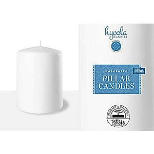 Hyoola White Pillar Candles 3x4 Inch - Unscented Pillar Candles - 6-Pack - European Made