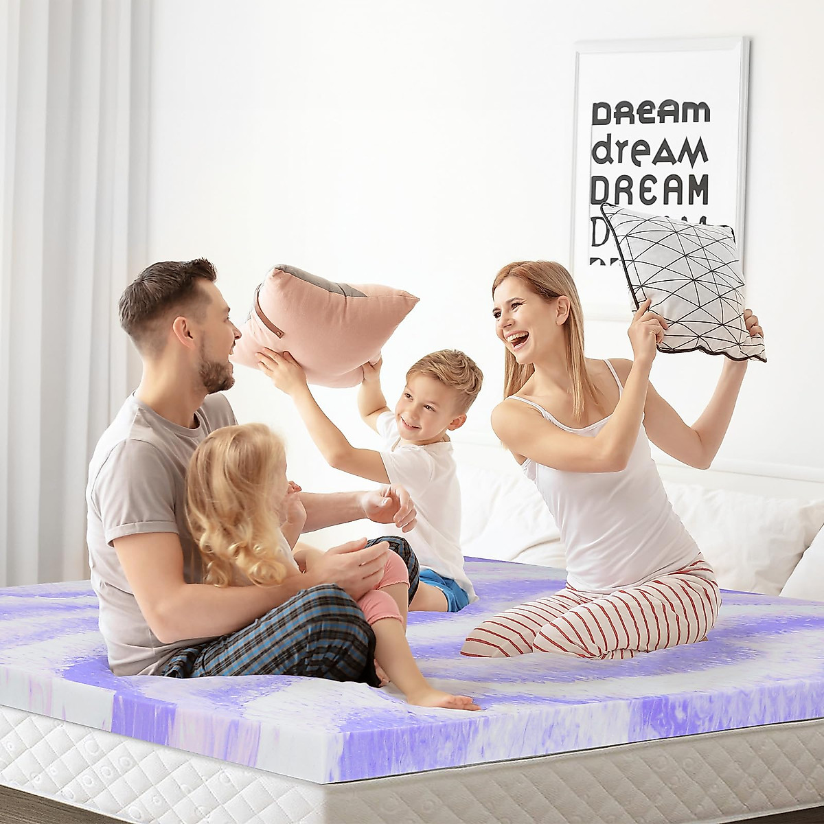 BedsPick 2 Inch Memory Foam Mattress Topper Twin XL, Gel Infused Swirl Soft Foam, College Dorm Extra Long XL Mattress Toppers Single Bed Toppers