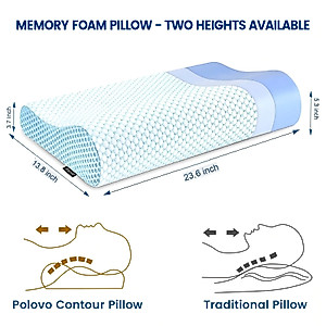 Memory Foam Pillows Neck Pillow Bed Pillow for Sleeping, Ergonomic Cervical Contour Pillow Neck Support Pillow for Side Back Stomach Sleeper, Orthopedic Pillow for Neck and Shoulder Pain
