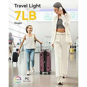 LUGGEX Luggage with Spinner Wheels, Polycarbonate Expandable Hard Shell Suitcase, Carry On 20 Inch, Silver