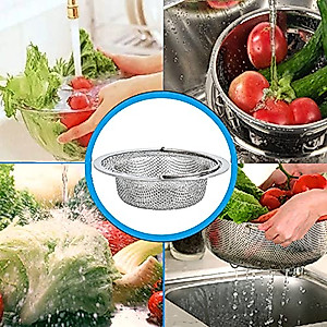 Kitchen Sink Strainer Basket Catcher with Upgrade Fast Flow Design, Qtimal 2 Pack Anti-Clogging Stainless Steel Drain Filter with Handle for Most Kitchen Drains, Rust Free and Dishwasher Safe