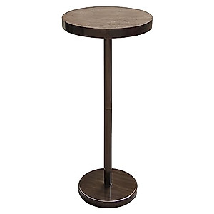 COVLON Pedestal Side Table, Drink Table, Small End Table, Martini Table for Living Room, Dorm, Home Office and Bedroom, Distressed Finish, Brown