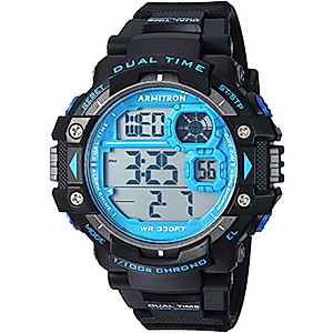 Armitron Sport Men's 40/8309BLU Blue Accented Digital Chronograph Black Resin Strap Watch