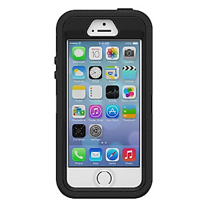 OtterBox iPhone SE (1st gen - 2016) and iPhone 5/5s Defender Series Case - 2016) and iPhone 5/5s ONLY - BLACK, rugged & durable, with port protection, includes holster clip kickstand