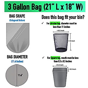 Small Trash Bags 3 Gallon Garbage Bags (440 Count) Bathroom Garbage Bags Clear Plastic Wastebasket Trash Can Liners Fits 2 Gallon 4 Gallon for Home and Office Bins (440 Bags)