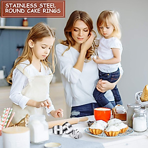 Patelai Round Cake Mold Stainless Steel Cake Mousse Mold Cake Ring Including Pushers, 3.15 Inches Diameter (12)