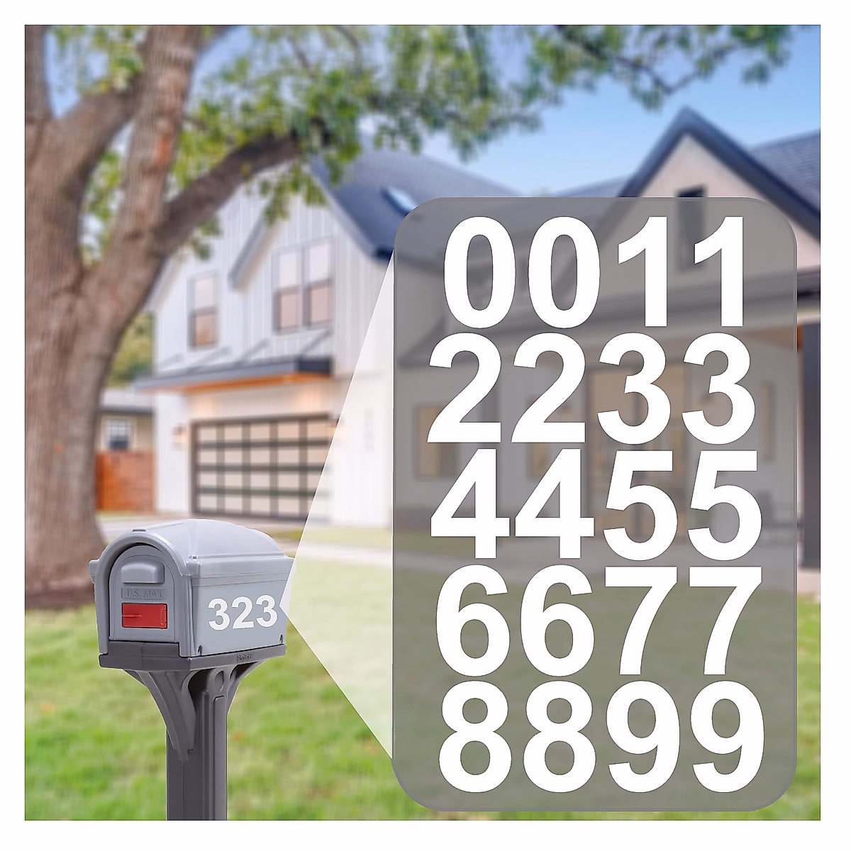1.5" Inch Premium Reflective Mailbox Number Vinyl Decal Sticker Sheet (White) | Waterproof and Fade-Resistant | Easy to Install Adhesive Vinyl | Home, Apartment, Condo or Business by CustomDecal US