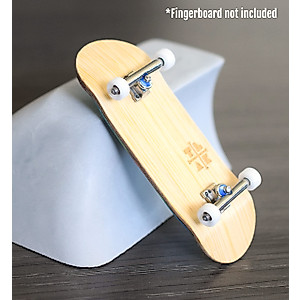 Teak Tuning Apex 61D Urethane Fingerboard Wheels - Slim Bowl Shaped, 7.5mm Diameter - ABEC-9 Stealth Bearings - Made in the USA - "White Snow" Colorway