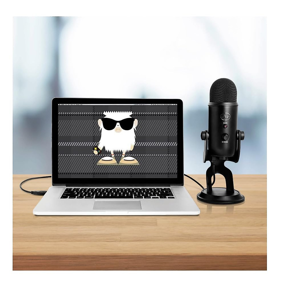 Blue Microphones Yeti Blackout USB Microphone Bundle with Desktop Boom Arm Microphone Stand, Closed-Back Studio Monitor Headphones and Pop Filter (4 Items)