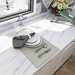 EBuyers 11.8"x196" Wide Marble Paper Kitchen countertop Cabinet Furniture PVC Easy to Remove Without Leaving Mark Marble Wallpaper, Shelf Liner(11.8"x196", Jazz Stripe)