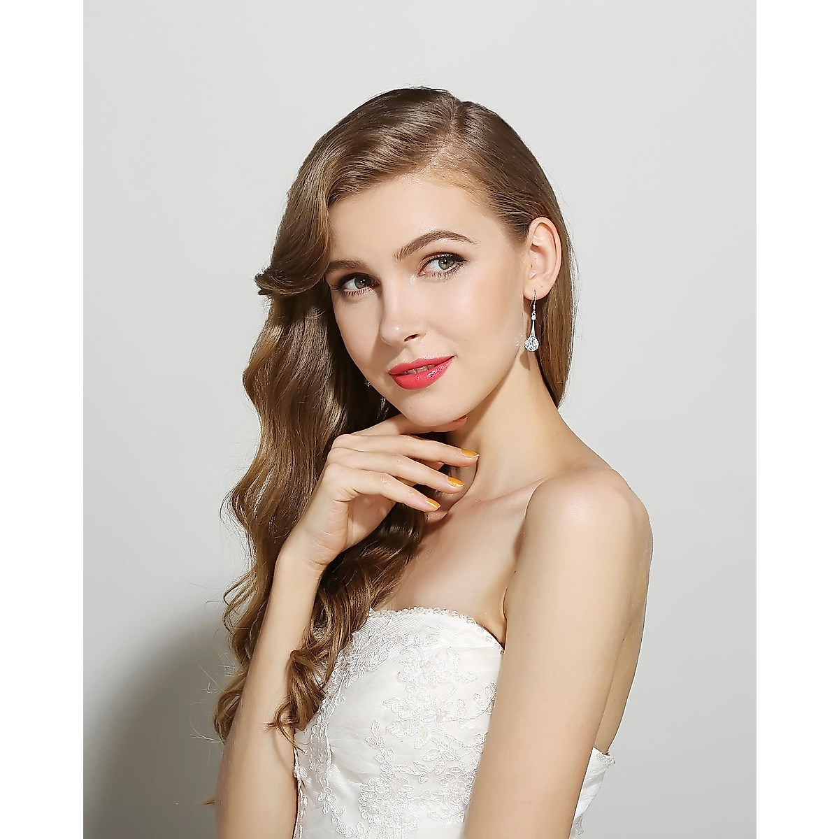 SBLING Platinum-Plated Silver Cubic Zirconia Tear Drop Earrings (6.5 cttw)