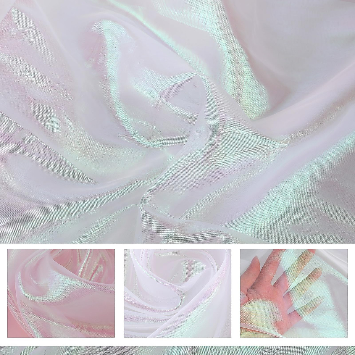 3.3 Yard Rainbow Tulle Fabric 120'' Rainbow Laser Gradient Iridescent Fabric Sheer Fabric Background for Pictures Shiny Tulle Fabric Fiber Optic Fabric for Wedding Photography Background Party DIY