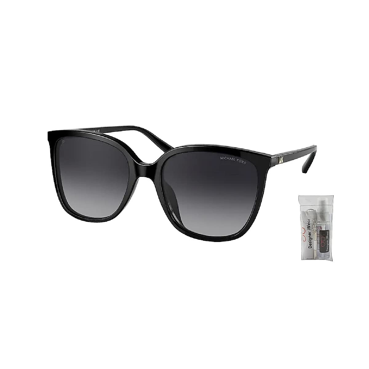 Michael Kors MK2137U 3005T3 57MM Black/Dark Grey Polarized Square Sunglasses for Women+ BUNDLE With Designer iWear Eyewear Kit