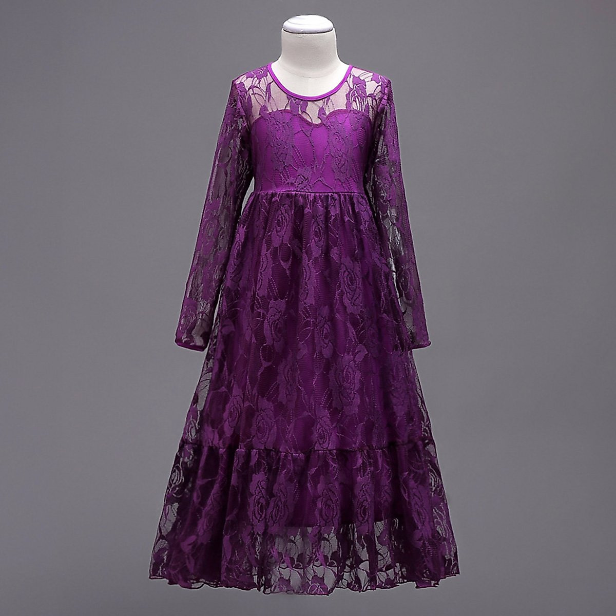 Flower Girls Lace White First Communion Dress Wedding Bridesmaid Party Christening Princess Aline Boho Rustic Dance Gown 12-13