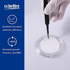 COBETTER 100 Pack MCE Gridded Membrane Filter Sterile 47 mm Diameter and 0.45um Pore Size Mixed Cellulose Esters Membrane Disc Filter Individual Pack