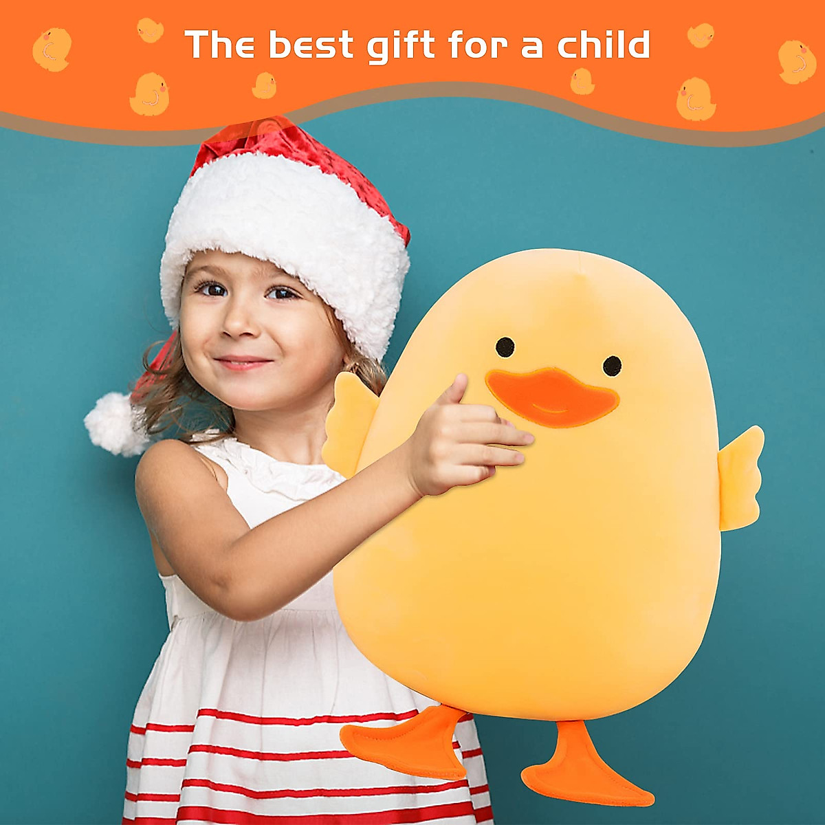 DEYI Plush Duck Stuffed Animal Soft Toys Yellow Duckling Stuff,Gifts for Friends and Children Christmas,Cute Yellow Throw Pillow (Short-Legged Yellow Duck,15.7in)