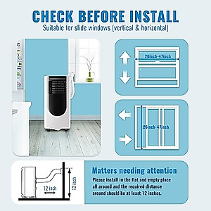 Portable Air Conditioner WANAI 8,000 BTU ASHARE Portable AC Unit, Built-in Dehumidifier & Fan Mode, Remote Control and Window Installation Kit Included, LED Display, for Home Office Garage Business