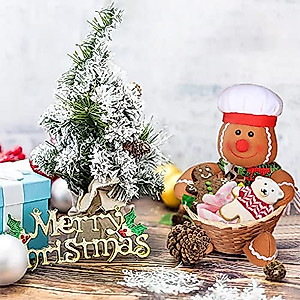LINNNZI Christmas Candy Storage Basket, 2 Pack Reindeer Gingerbread Man Christmas Candy Dish, Cute Snack Sugar Desktop Container Box for Holiday Table Desk Christmas Decoration Gifts