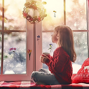 WANDIC Transparent Decorative Stickers, 240 Pieces Waterproof Floral Stickers Flower Sticker Set for DIY Diary Laptop Stationery Phone Case Envelop Calendar Card Making