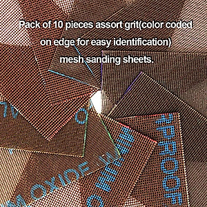 O'SKOOL Mesh Sanding Sheet 180, 240, 320, 400, and 600 Grit (Provided in a 10 Sheet Pack) Dust Free Mesh Abrasive Sandpaper