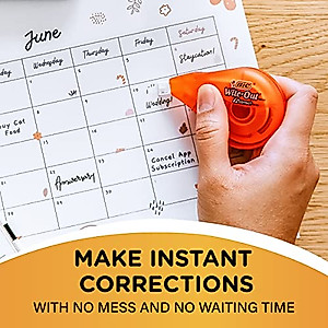 BIC Wite-Out Brand EZ Correct Correction Tape, White, Fast, Clean & Easy To Use, Tear-Resistant Tape, 6-Count