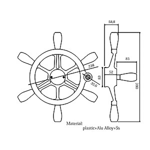 Woqi WH007 Aluminum 5-spoke Marine Boat Steering Wheel in 13 1/2" Diameter (black)