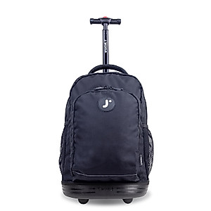 J World New York Sunny Rolling Backpack for Kids and Adults, Black, One Size