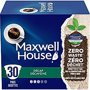 Maxwell House Decaf Coffee 100% Compostable Pods, 30 Keurig Pods, {Imported from Canada}