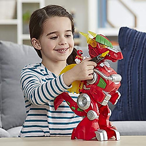 Playskool Heroes Power Rangers Red Ranger & Dragon Thunderzord, 3" Action Figure, 14" Zord, Lights & Sounds, Collectible Toys for Kids Ages 3 & Up