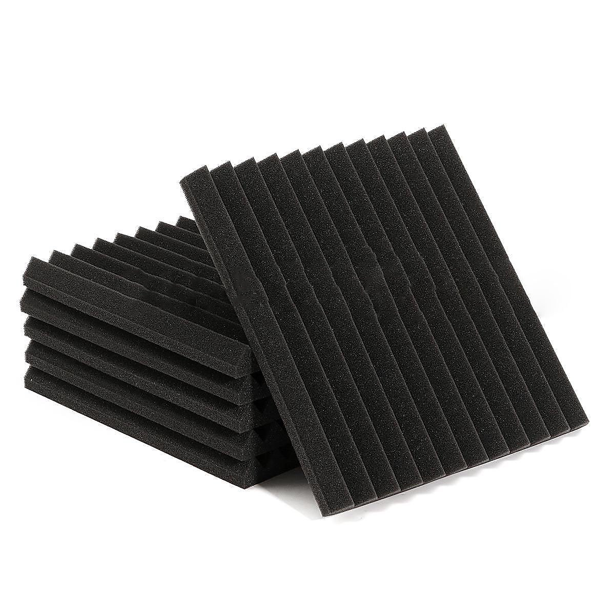 96 Pack BLACK Acoustic Foam Panel Wedge Studio Soundproofing Wall Tiles 12" X 12" X 1" (96BLACK/RED)