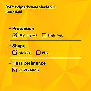 3M Polycarbonate Faceshield Window W96IR5, 82706-10000, Shade 5.0, 9" x 14.5" x 0.080"