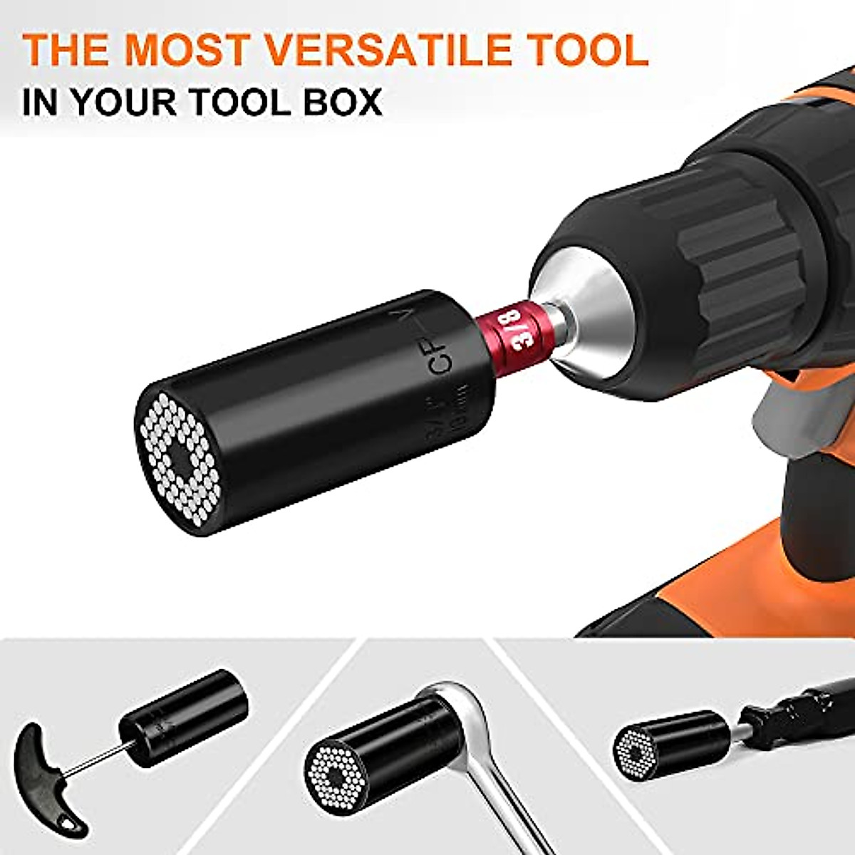 KIWOEN Universal Socket Tools Gifts for Men, Socket Set Grip (7-19mm) Multi-Function Power Drill Adapter,Christmas Gifts Cool Stuff Gadgets for Dad/Father,Boyfriend,Husband,DIY Handyman,Him,Wome