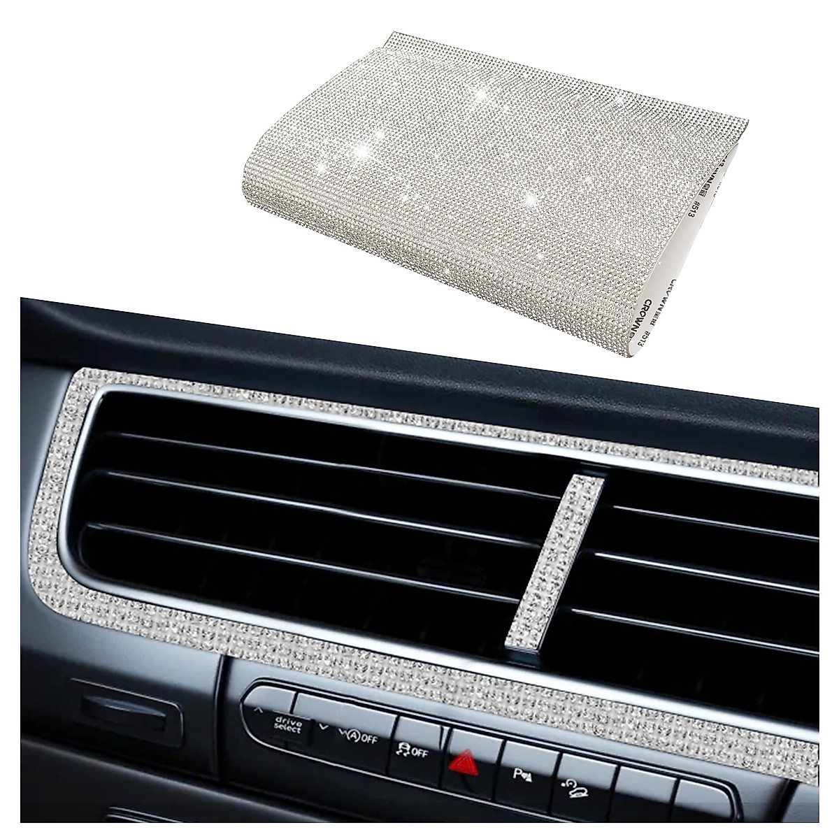 9.4"x7.8" 97 Bling Rhinestone Car Stickers,DIY Car Decals with Self-Adhesive Car Decorations,20PCS Bling Car Accessories Interior&Exterior for Car Dashboard,Door Handles