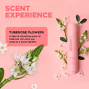 HOLD.ME Three-Way Hairspray by DESIGNME | Hairspray with Light, Medium, & High Hold Options | Extra Hold Hair Spray with Thermal Protectors & Vitamin B5 | Scented Hair Setting Spray, (9.5 Oz)