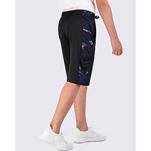 Real Essentials Dry Fit Dri-Fit Big Boys Girls Youth Clothing Active Athletic Performance Basketball Soccer Tennis Exercise Summer Activewear Gym Teen Running Shorts, Set 8, L (12/14), Pack of 5