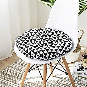 vctops Bohemian Soft Round Chair Pad Garden Patio Home Kitchen Office Seat Cushion Black White Diameter 16"