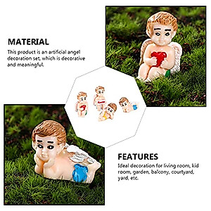 Yardwe 4pcs Cupid Couple Wedding Table Decor House Ornaments Cupid Miniature Statue Cupid Sculpture Cupid Garden Loves Cupid Figurines Tabletop Fairy Statue Resin Makeup Number Lovers