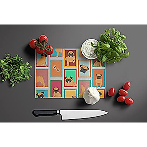 Caroline's Treasures MLM1143LCB Lots of Apricot Pug Glass Cutting Board Large Decorative Tempered Glass Kitchen Cutting and Serving Board Large Size Chopping Board