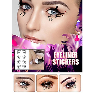 16pc /8 Pairs set Eye Shadow Temporary Eye Tattoo Stickers Women Halloween Party Eye Makeup Stickers Face Waterproof Fake Eyeshadow Eyeliner Tool