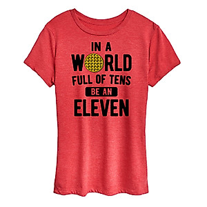 Instant Message - in A World of Tens Eleven - Women's Short Sleeve Graphic T-Shirt - Size Medium Heather Red