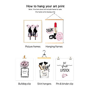 HoozGee Fashion Wall Art Prints Set of 6 Pink Room Decor Makeup Art Pictures Wall Decor Canvas Prints Art Posters Perfume Lipstick Artwork Girls Room Decor for Bedroom (8"x10" UNFRAMED)