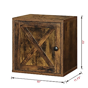 FUSUNBAO Magic DIY Cube Storage Organizer Stackable Cubes for Home Books Clothes Toy -Modular Cubby Storage System -Closet Organizer -Bookcase Closet (Antique Brown, Door Cube)