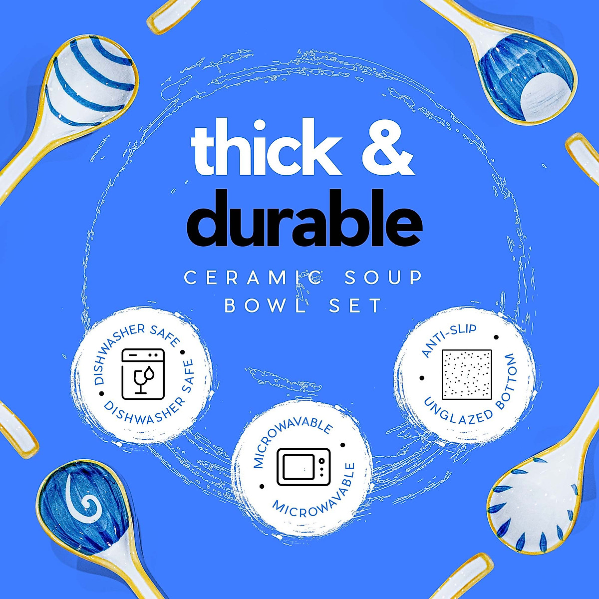 Set of 4 Ceramic Japanese Style Ramen Bowls with Chopsticks and Spoons Large Serving Bowl Set for Ramen, Udon Noodles, Miso Soup, Salad, Rice, Pho Home Dinnerwa