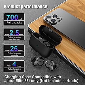 Charging Case for Jabra Elite 85t, Charging Case Replacement Compatible with Jabra Elite 85t Earbuds Charger Support Bluetooth Pairing, Wired and Wireless Charging (NOT Included Earbuds)