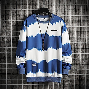 Ymosrh Mens Hoodies, Oversize Hoodies Sweatshirt Plain Hoodies for Women Multipack Blank Hoodie Cotton Men's New Stripe Autumn Blouse Casual Fashion Long Sleeve Top Shirt Pullover Fleece (5XL, Blue)