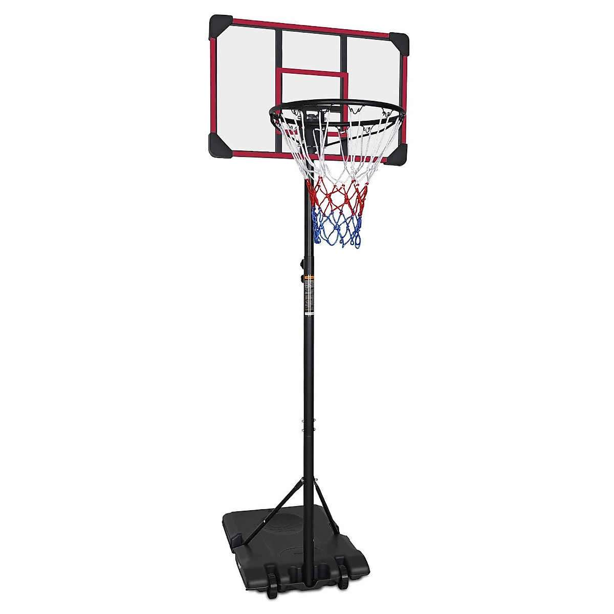 HooKung Portable Basketball Hoops Height Adjustable 5.6ft -7ft Basketball System 28 Inch Backboard with Wheels for Teenagers Youth Indoor Outdoor Use, red