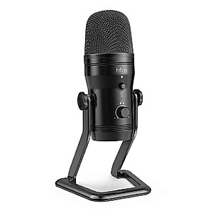FIFINE USB Studio Recording Microphone Computer Podcast Mic with Pop Screen for PC, PS4 (K690+U1)
