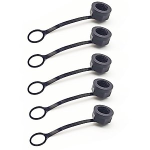 5Pcs M12 Connector Dust Cover for Male Connector, M12 Plastic Protective Cap M12 Black Bolt Covers Screw Caps Assortment Kit for Panel-Mount Sockets