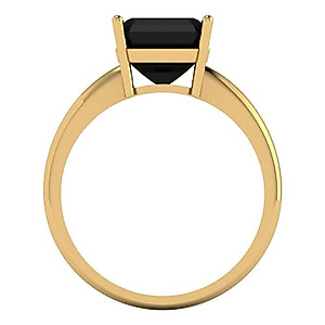 2.5 ct Asscher Cut Solitaire Natural Black Onyx Engagement Wedding Bridal Promise Anniversary Ring 18K Yellow Gold Size 6.25