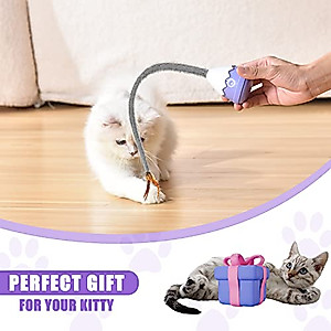 FEECOS Cat Toys, Cat Wand Toy Electronic Silicone PlushTail Toy Automatic Interactive Toy for Indoor Cats, USB Rechargeable Robotic Cat Moving Toys Pet Exercise Toys Kitten Toys